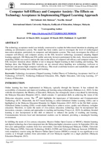 Computer self-efficacy and computer anxiety: the effects on technology acceptance in ...